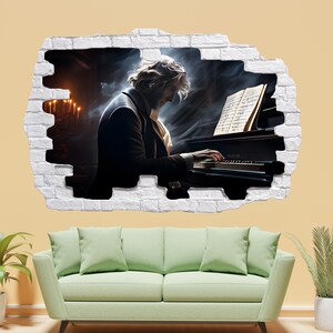 Classical Music Victorian Pianist Wall Decal Sticker Mural Art Poster ...