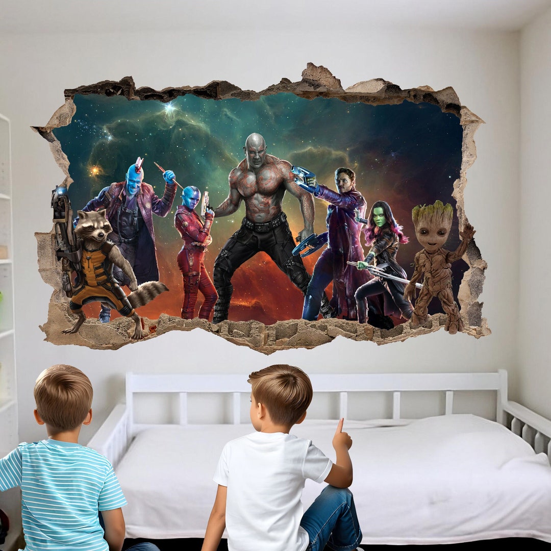 Superheroes Galaxy Warriors Wall Sticker Star Lord Poster Mural Decal ...