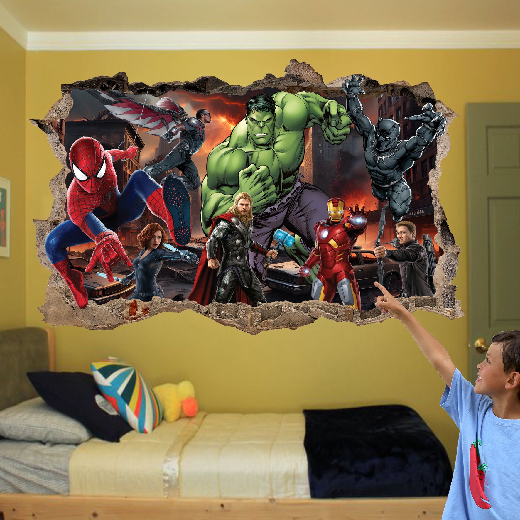 Superhero Theme Room Decor Avengers Wall Stickers Thor Hulk Poster ...