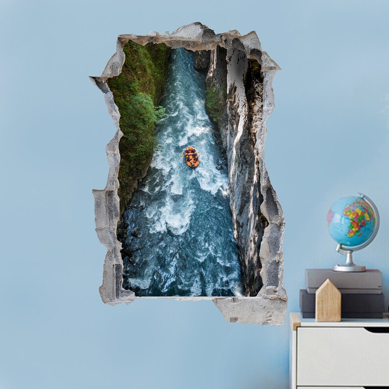 White Water Rafting River Canyon Wall Sticker Art Poster Mural Transfer ...