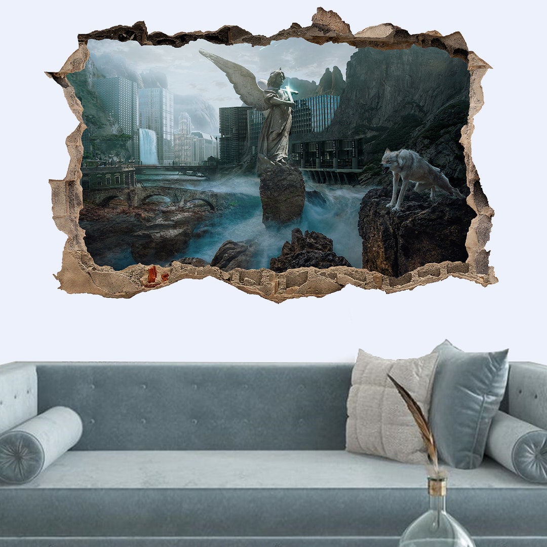 Tsunami Natural Disasters City Wolf Wall Sticker Art Poster Mural ...