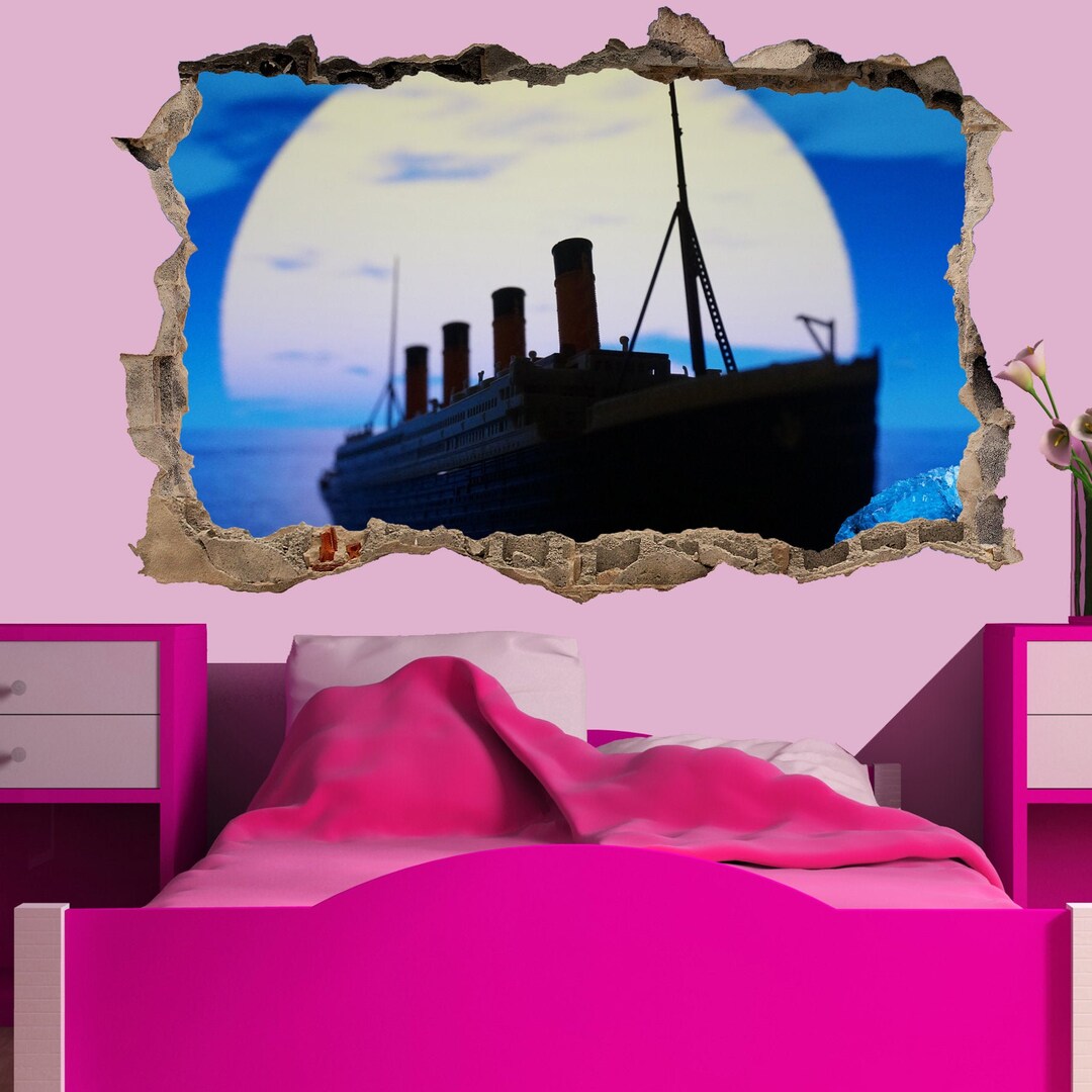 Titanic Transatlantic Moon Scenery Iceberg Wall Sticker Mural Poster ...