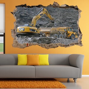 Excavator Mine Load Truck Wall Sticker Art Poster Mural Transfer Decal ...