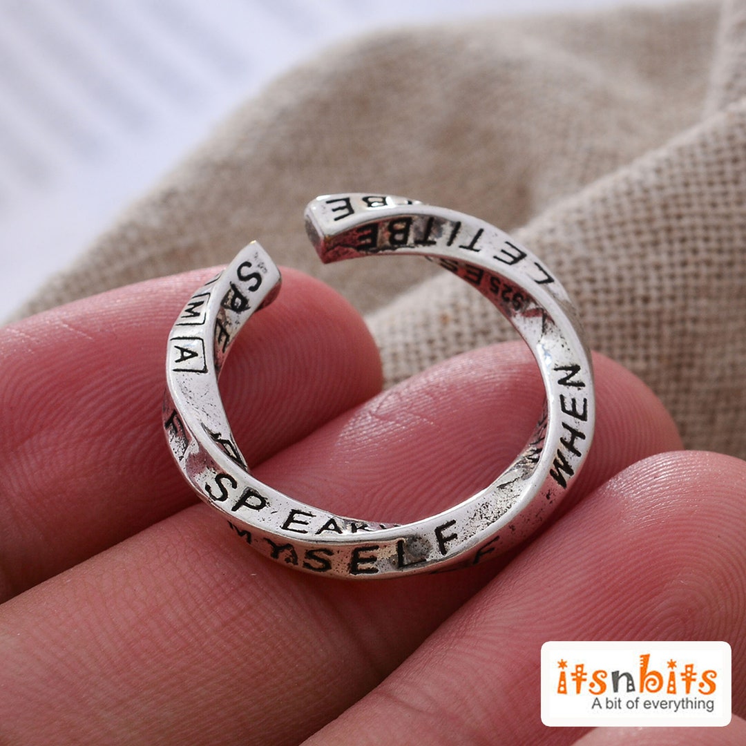 Be Myself Motivational Adjustable Ring Mobius Women's Her Silver PMA ...