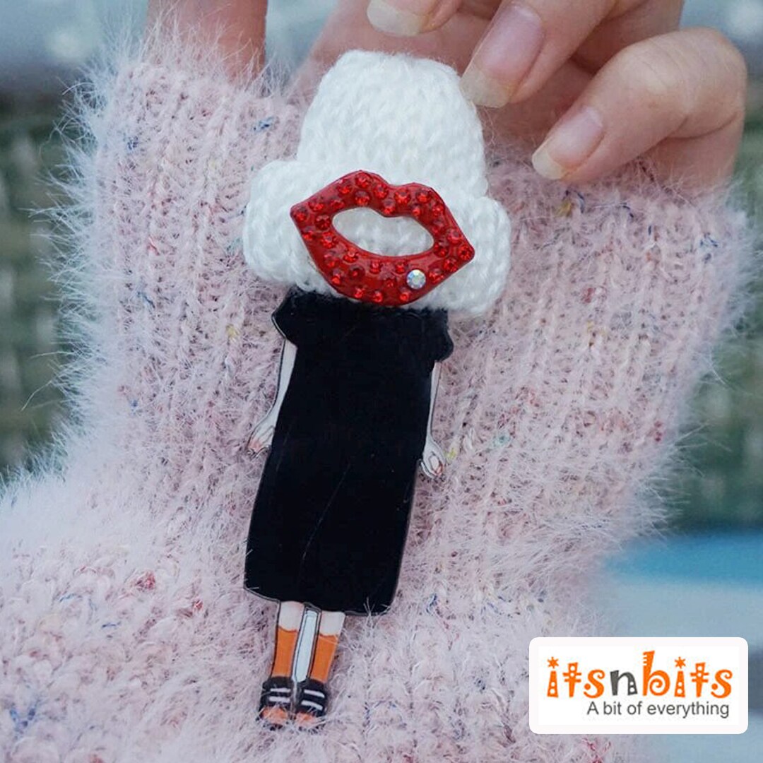 Cute Fluffy Head Brooch Badge Retro Boohoo Acrylic Pins Unique - Etsy UK