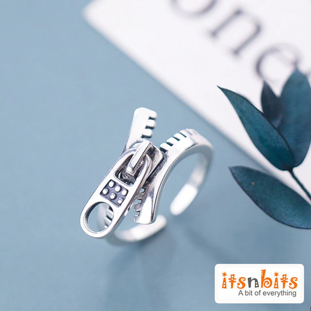 Silver Zip Ring Zipper Ring Funky Unique Adjustable Ring Punk - Etsy