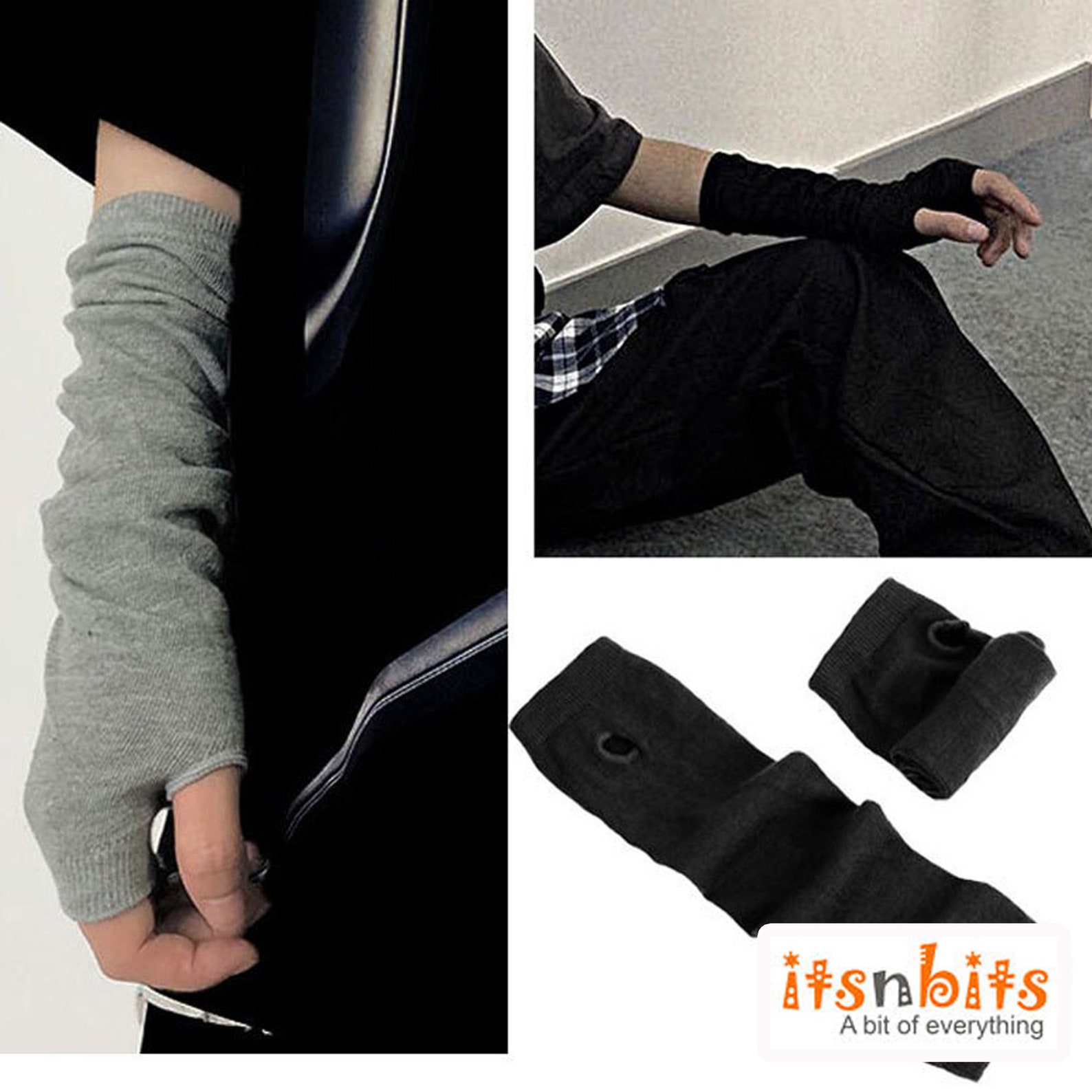 Anime Cosplay Black Ninja Gloves Elbow Gloves Over Sleeve - Etsy
