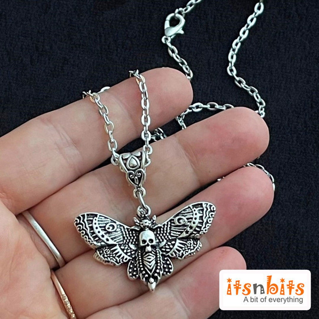 Death Moth Skull Necklace 18 Inch Chain Wasp Hawkmoth Head Steampunk ...