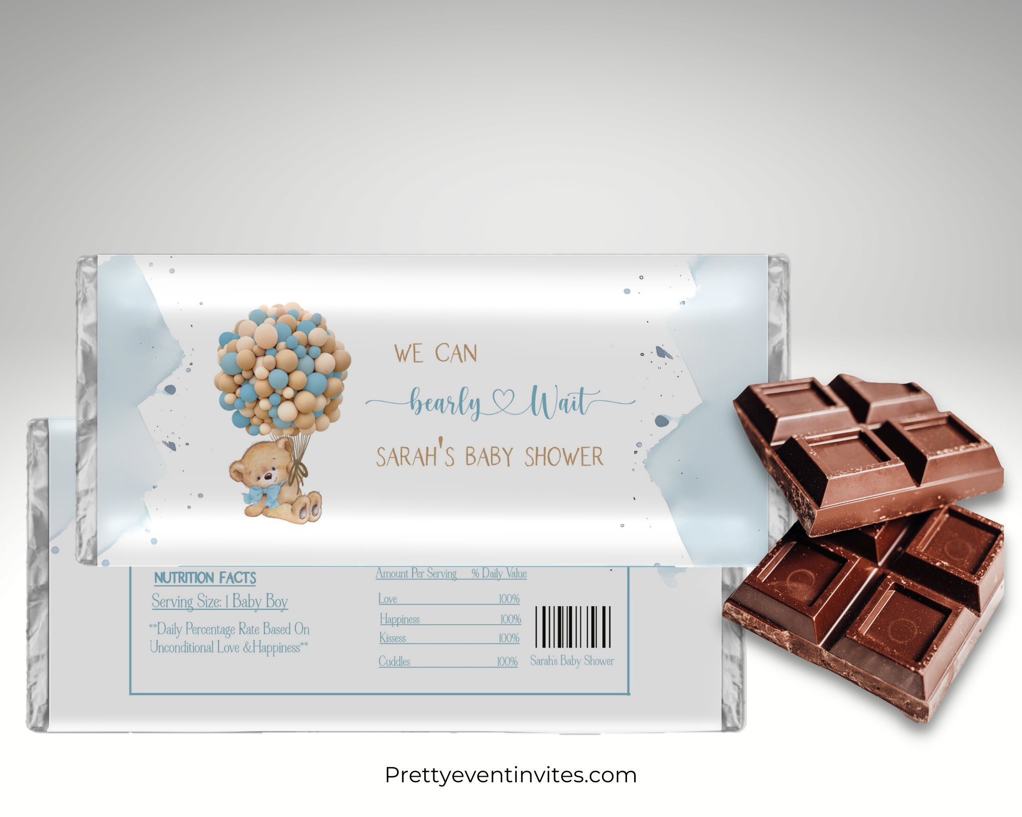 Candy Bar Wrappers for Baby Shower |editable Teddy Bear Candy Bar ...