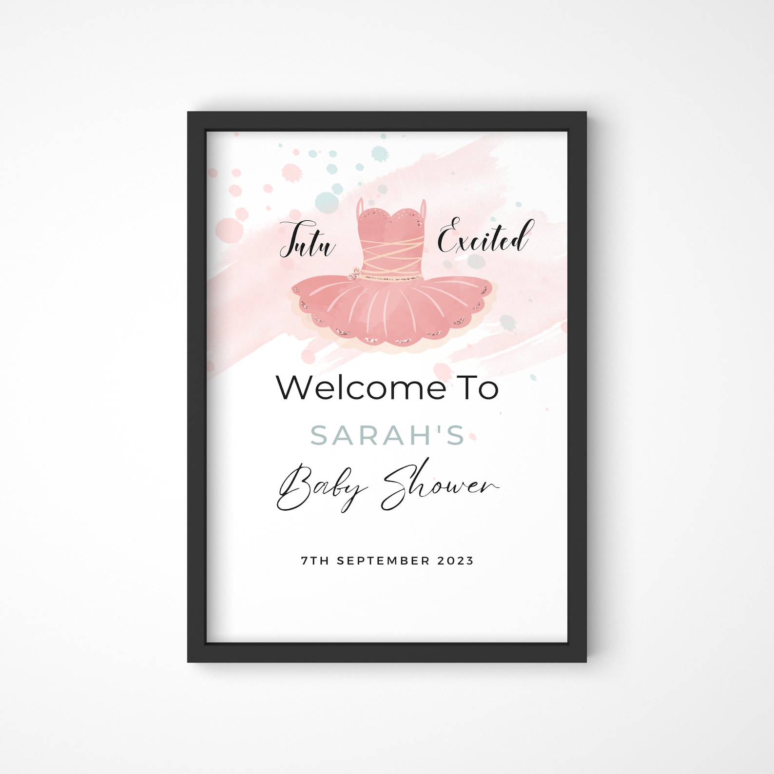 Tutu Excited Baby Shower Welcome Sign| Editable Tutu Excited Baby ...