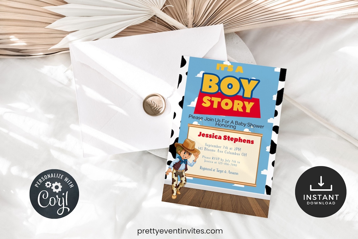 Its A Boy Story Invitation | Its A Boy Story Baby Shower | Its A Boy ...