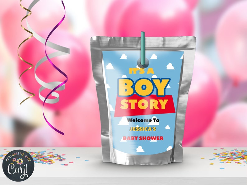 Boy Story EDITABLE Juice Label| Its a Boy Story Baby Shower Decorations ...