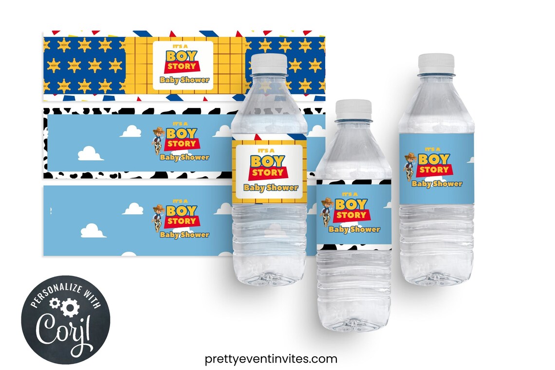 It's a Boy Story Water Bottle Label| Its a Boy Story Baby Shower Favor ...