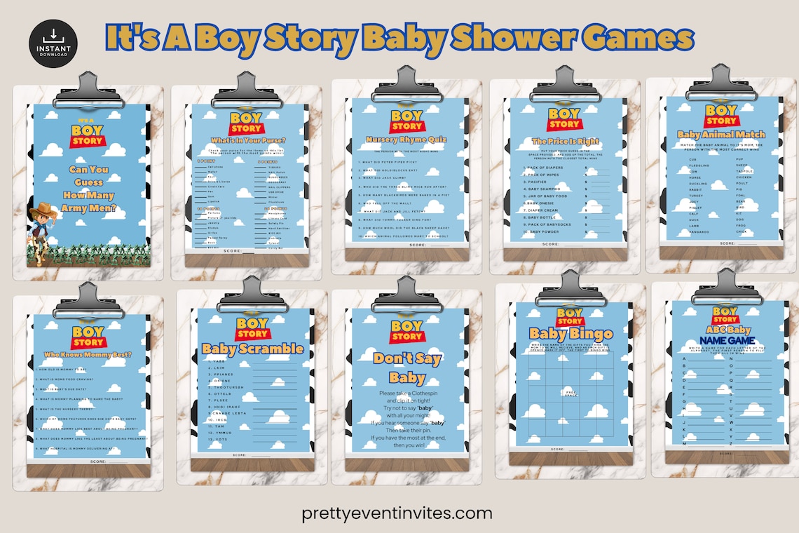 Its A Boy Story Baby Shower Games Boy Story Mommy and Daddy Set Boy ...