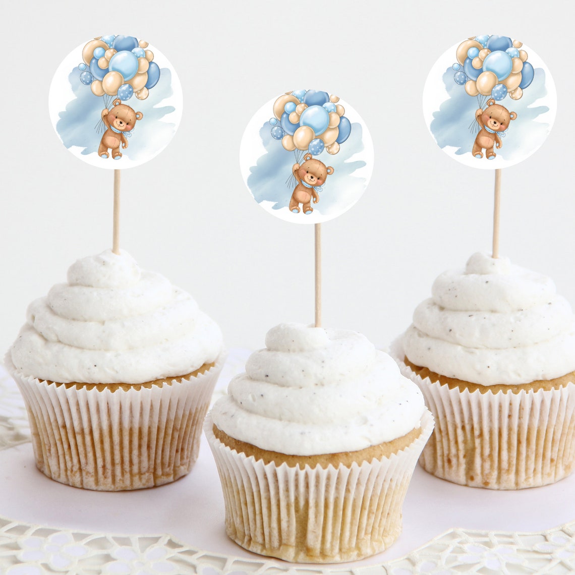 Bear Baby Shower Cupcake Toppers Teddy Bear Baby Shower Cupcake Toppers ...