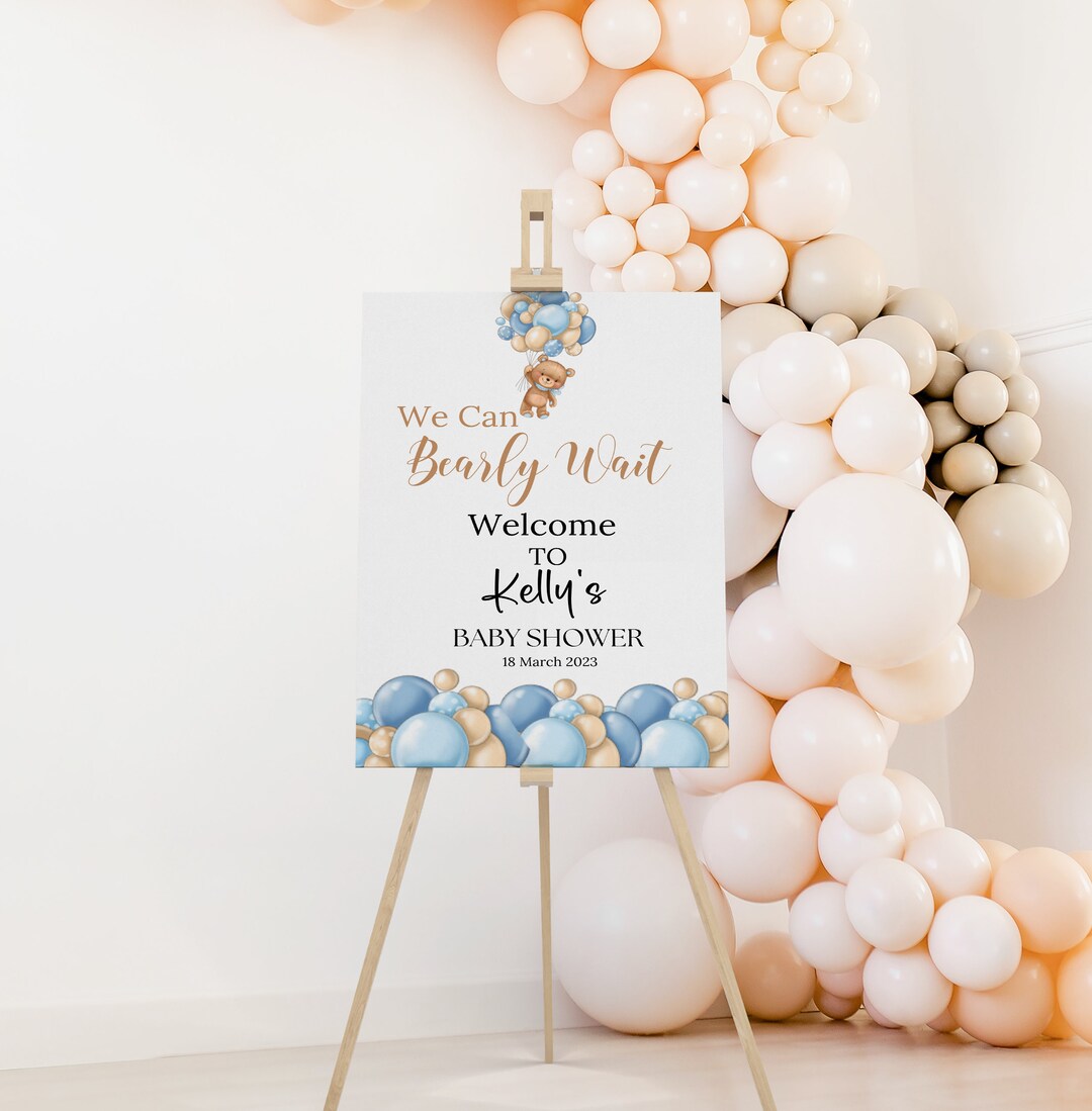 We Can Bearly Wait Baby Shower Welcome Sign, Teddy Bear Baby Shower ...