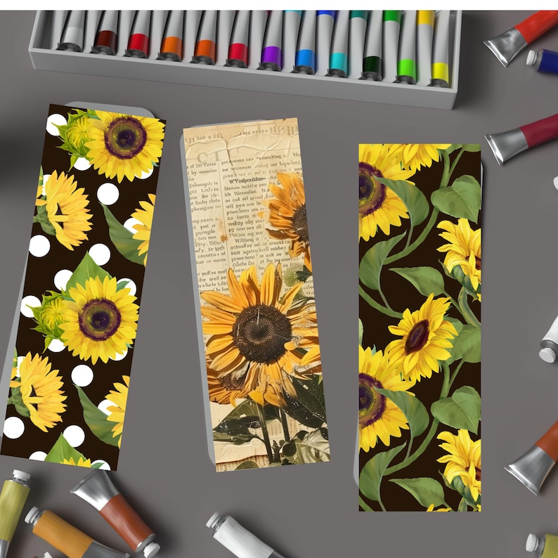 Printable Bookmarks, Set of 4 Fall Sunflower Bookmarks, Romance Reader ...