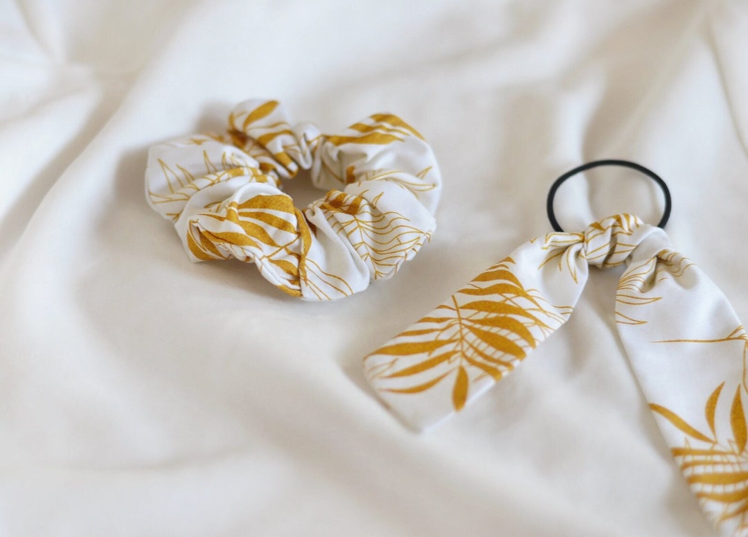 Handmade Satin Scrunchie - Original Design Hair Ribbon With Gold ...