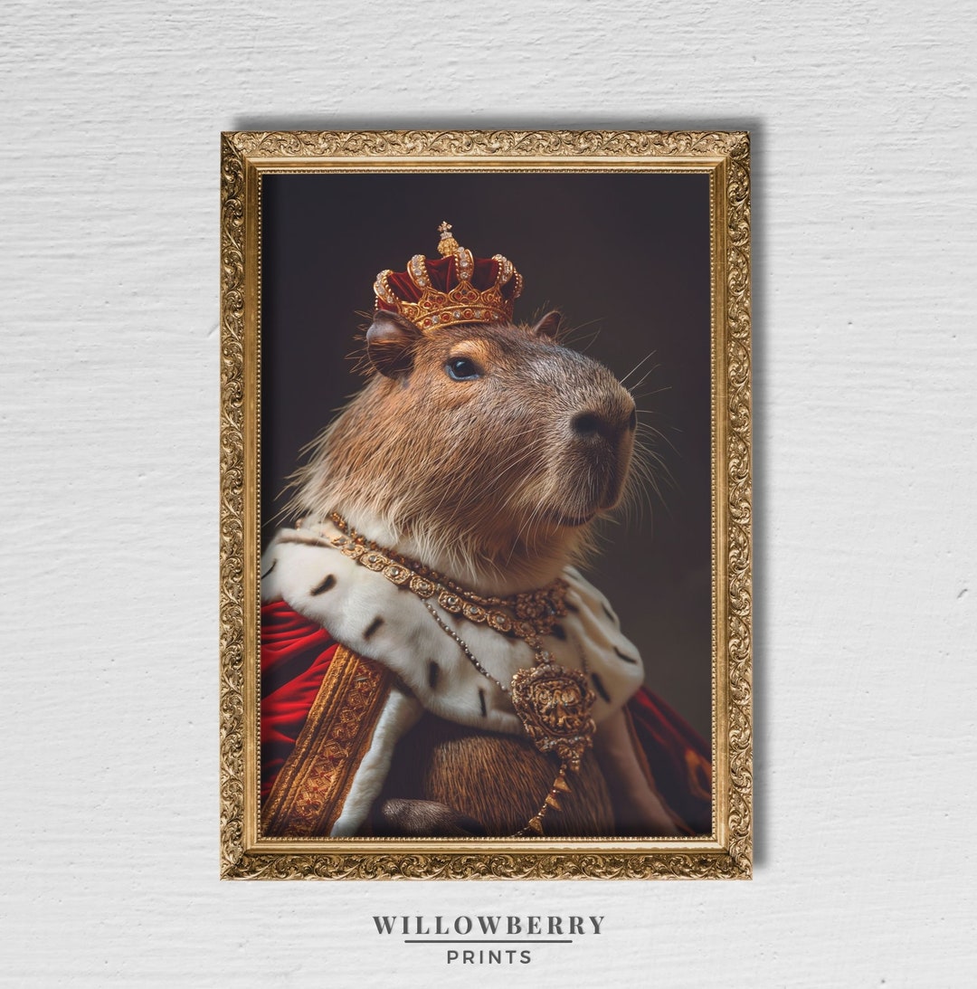 Capybara Printable King Capybara Wall Art Altered Art Prints Quirky ...