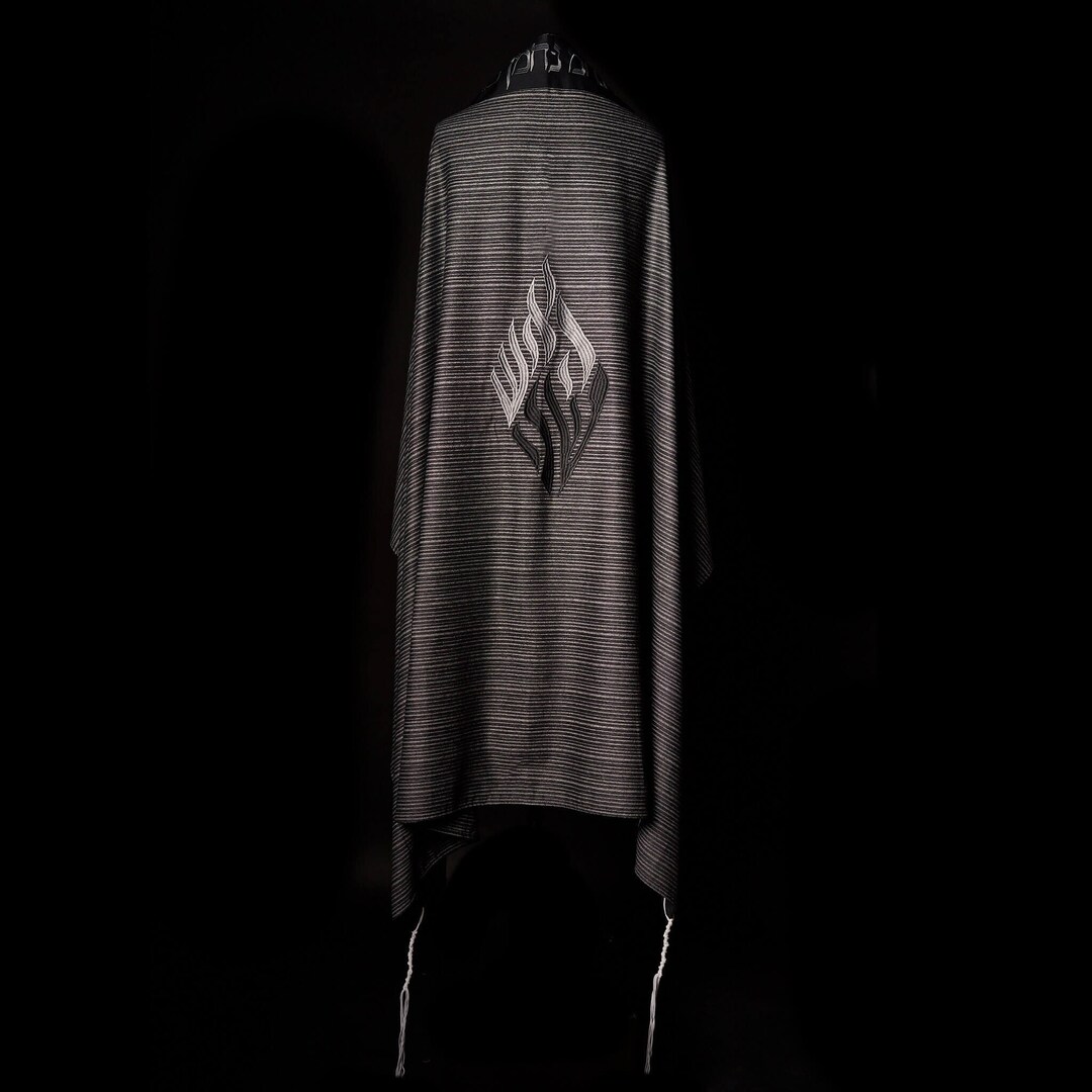 Large Tallit Rabbi Nahman Grey Striped 100% Kosher Cotton Handmade in ...