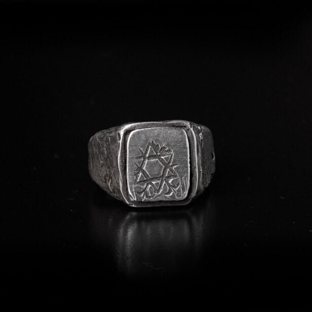 Rustic Handmade Sterling Silver 950 Star of David Engraved Pinky Ring ...