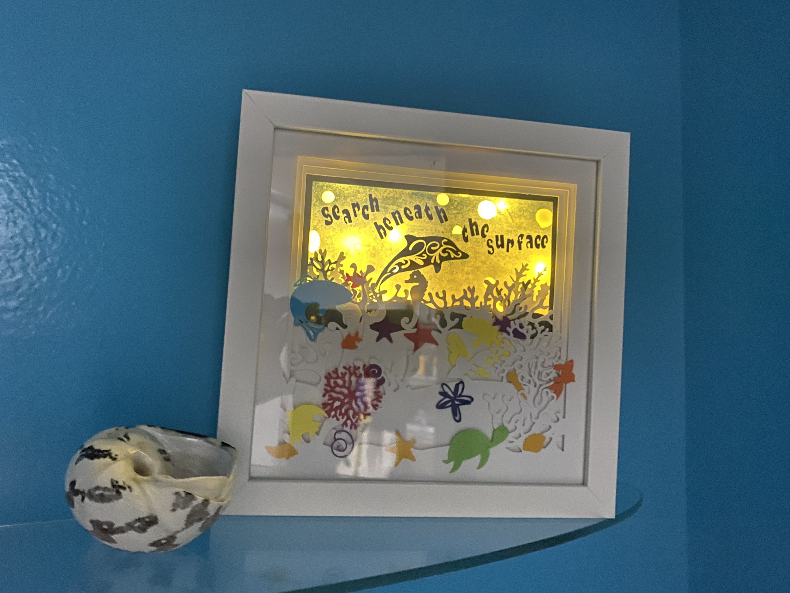 Underwater shadow box-light box-layer paper art sea creature | Etsy