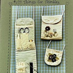 Vintage Hart to Hand 177 Things for Thimbles Pattern Sewing Kit Necklace, Thimble Bag or Change ...