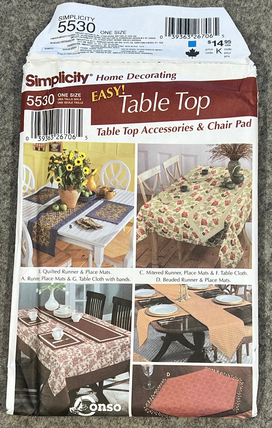 Simplicity 5530 Easy Table Top, Table Top Accessories and Chair Pad ...