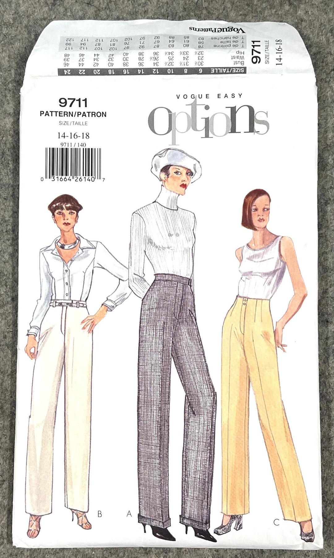 Sizes 14-16-18 Vogue 9711 Easy Options Sewing Pattern, Misses'/misses ...