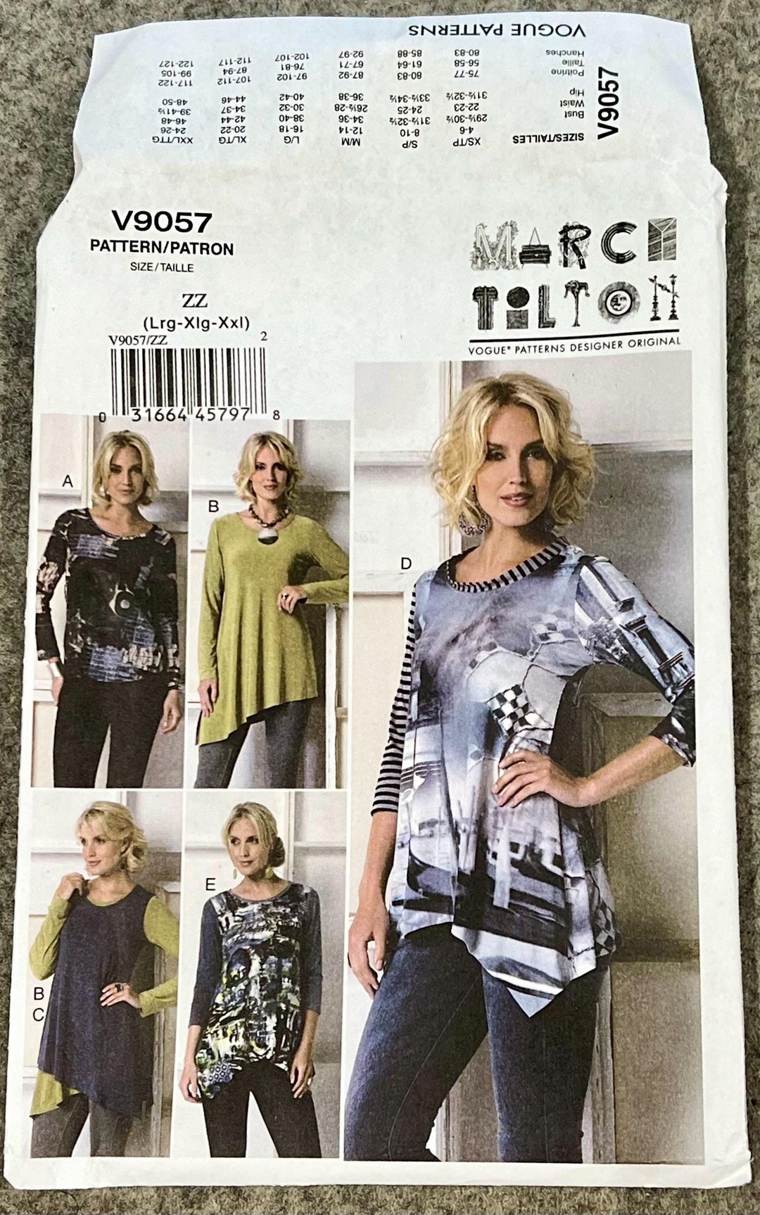 Sizes 16-26 Vogue 9057 Marcy Tilton Easy Sewing Pattern/misses ...