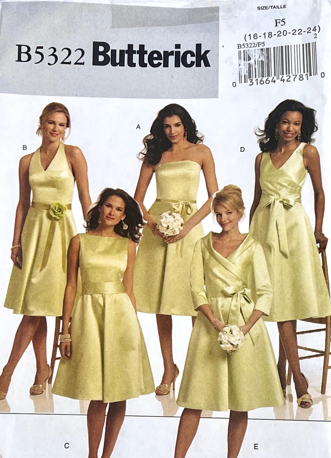 Butterick 5322 Misses Special Occasion Dress & Sash - Bridesmaid ...