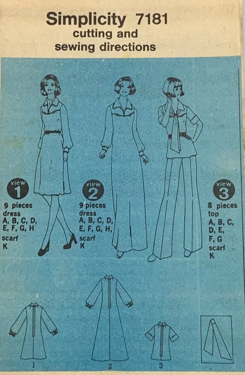 Simplicity 7181 Dress in Two-lengths or Top and Scarf Sewing Pattern ...