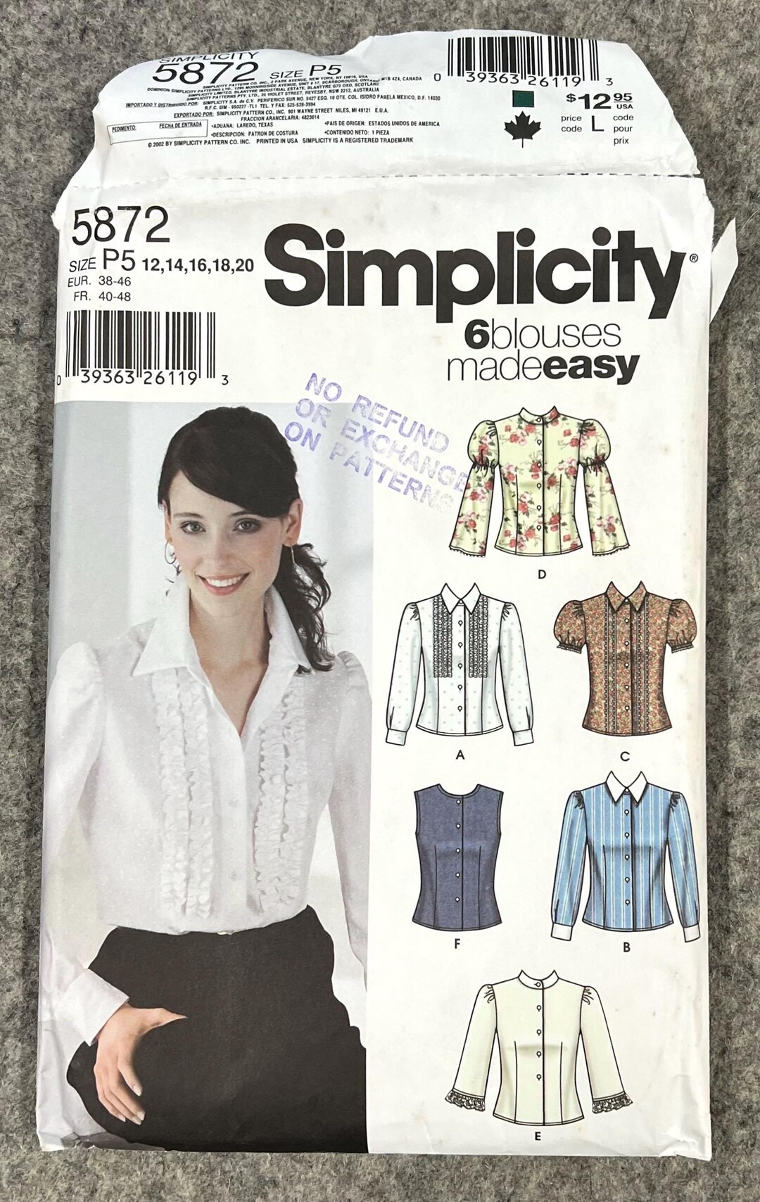 Simplicity 5872/simplicity 0627 Six Blouses Made Easy/misses' Blouses ...