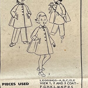 Simplicity 4454 Child's Coat, Hat and Leggings/size 1/carefully Cut ...