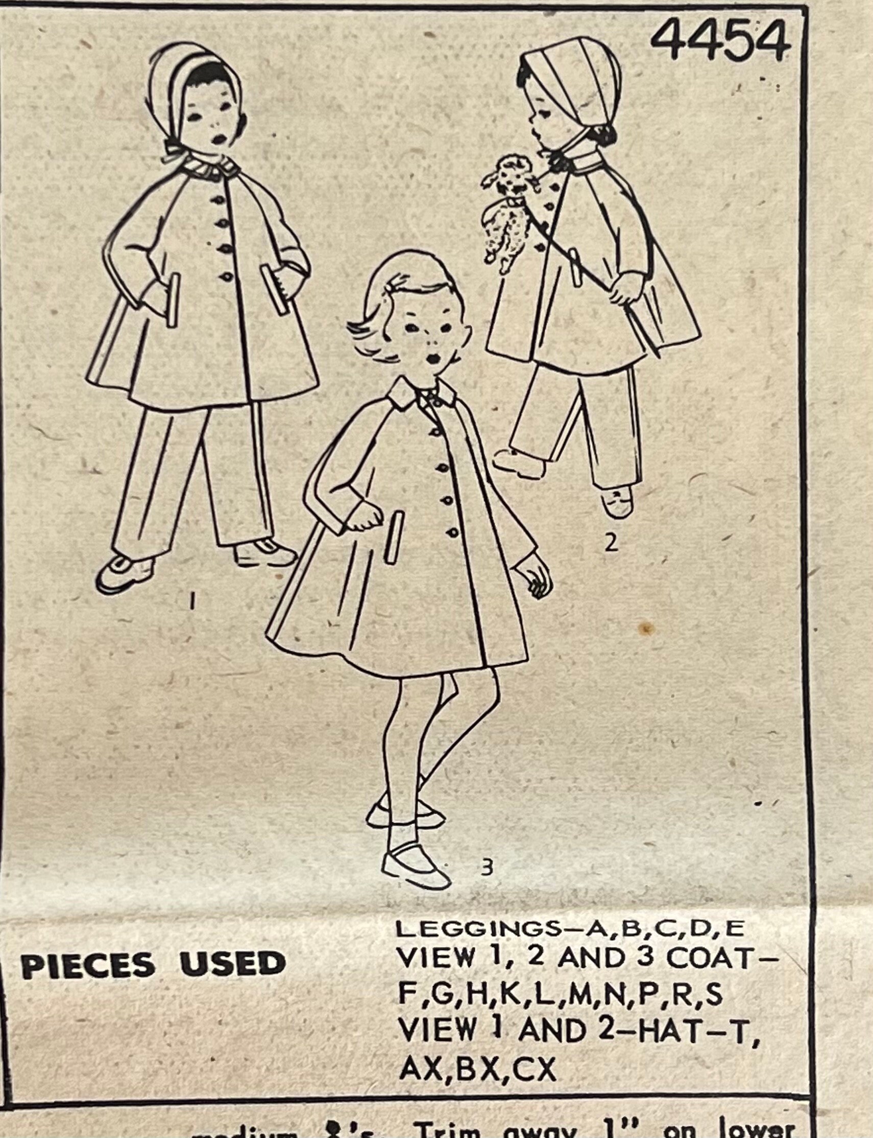Simplicity 4454 Child's Coat, Hat and Leggings/size 1/carefully Cut ...