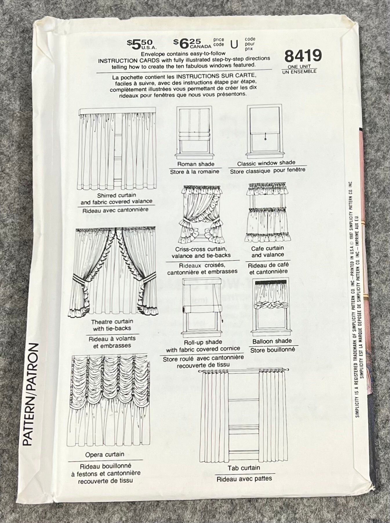 Simplicity House 8419/home Dec Sewing Pattern/10 Windows/with ...
