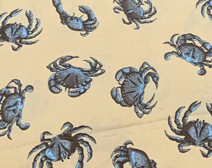 One Yard Blue Crabs on Beige Sand Print From Lloyds + Barton for ...