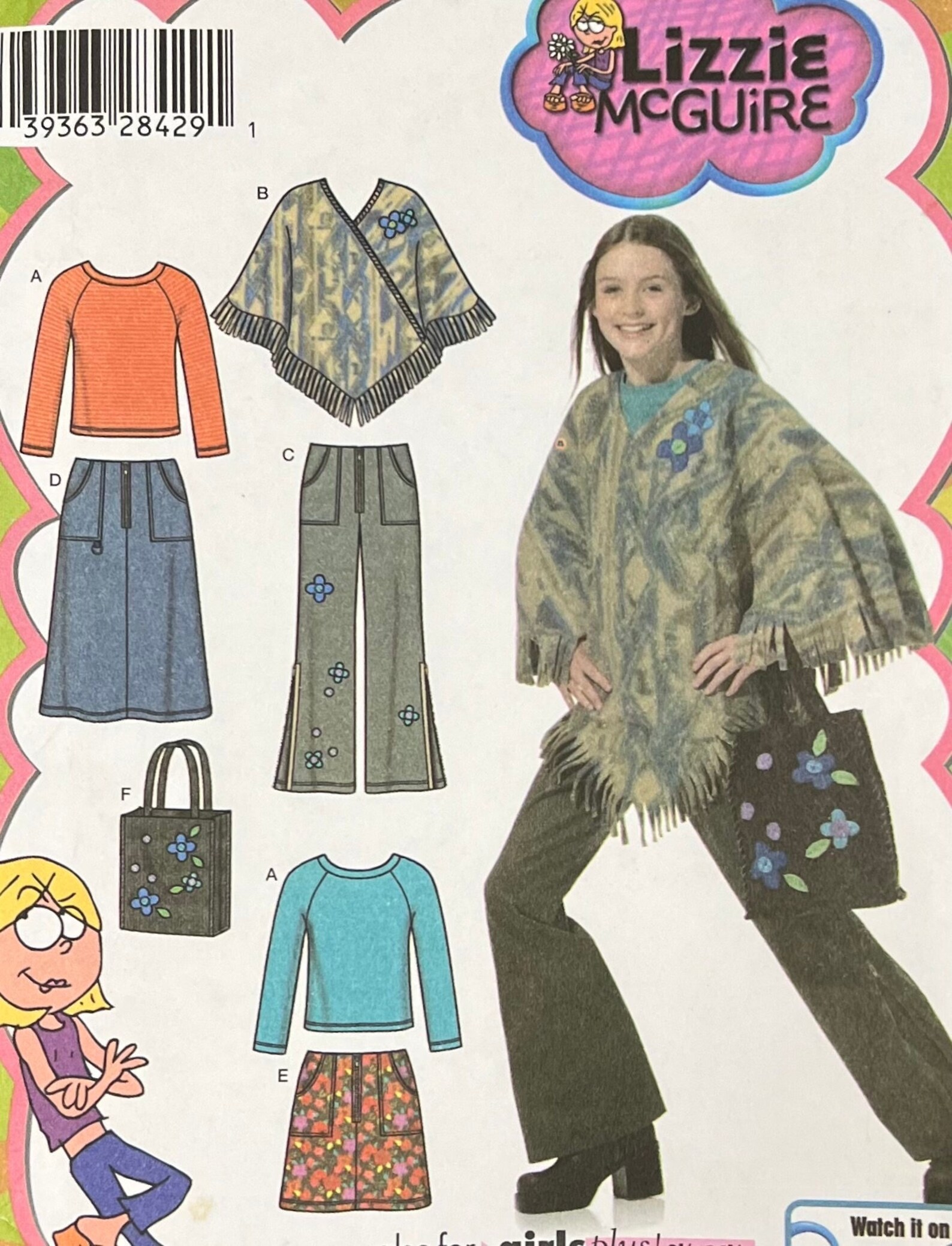 Simplicity 4897 Lizzie Mcguire Girls Plus Skirt 2 Lengths/pants/poncho ...