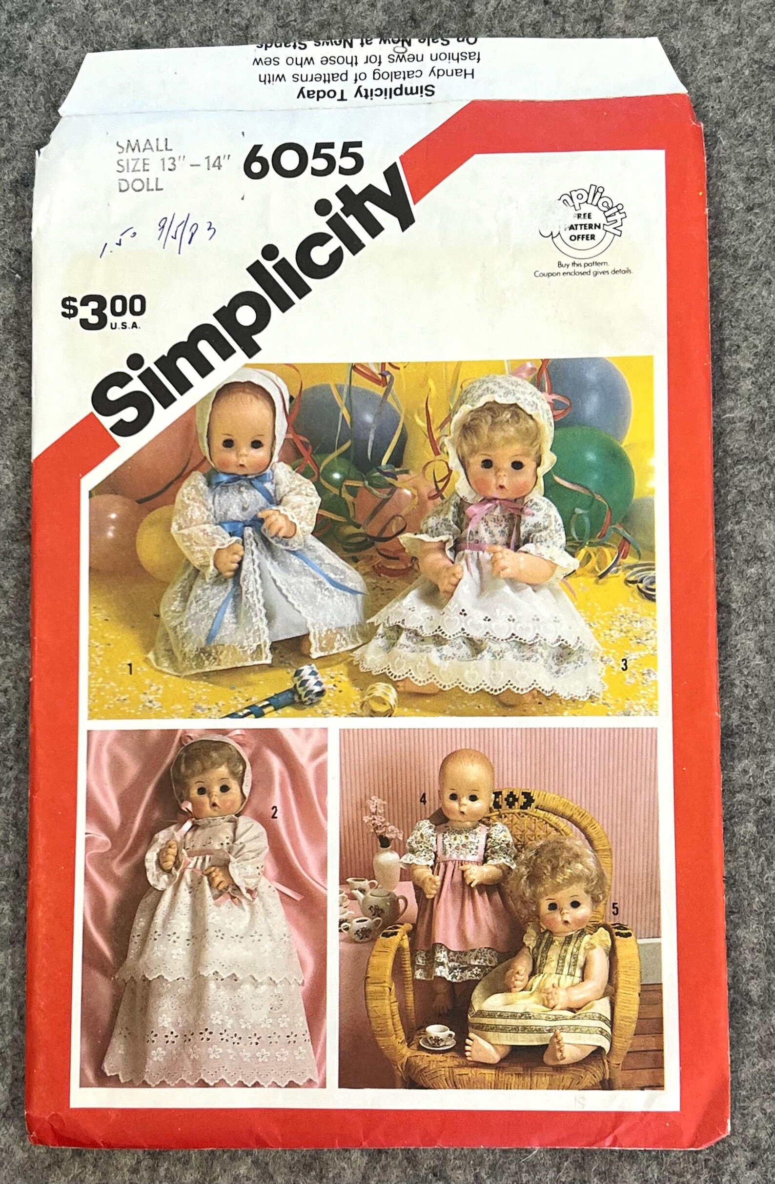 Vintage 1983 Simplicity 6055 Simplicity Doll Clothes Sewing Pattern (13 ...