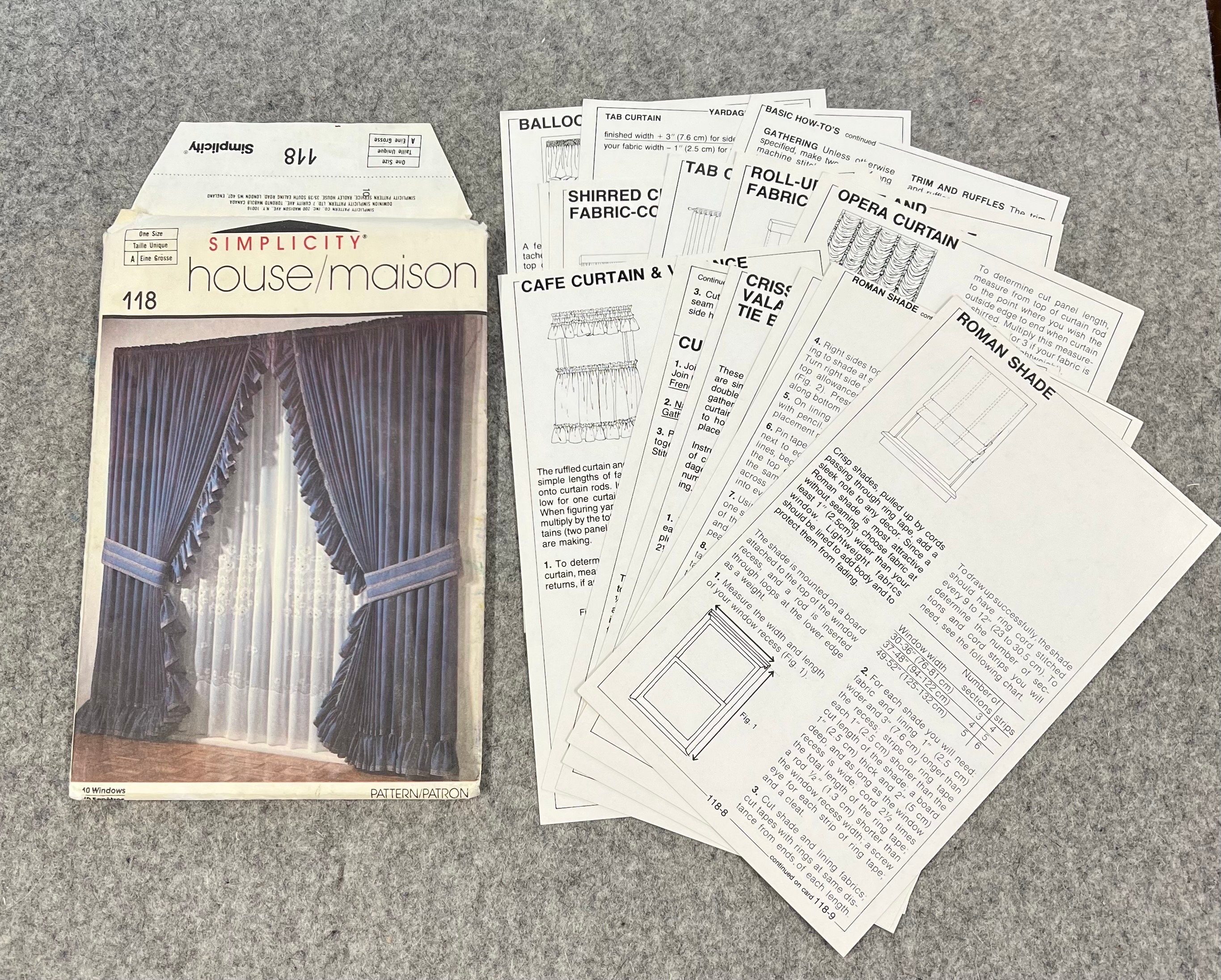 Simplicity House 118/home Dec Sewing Pattern/window Treatments ...