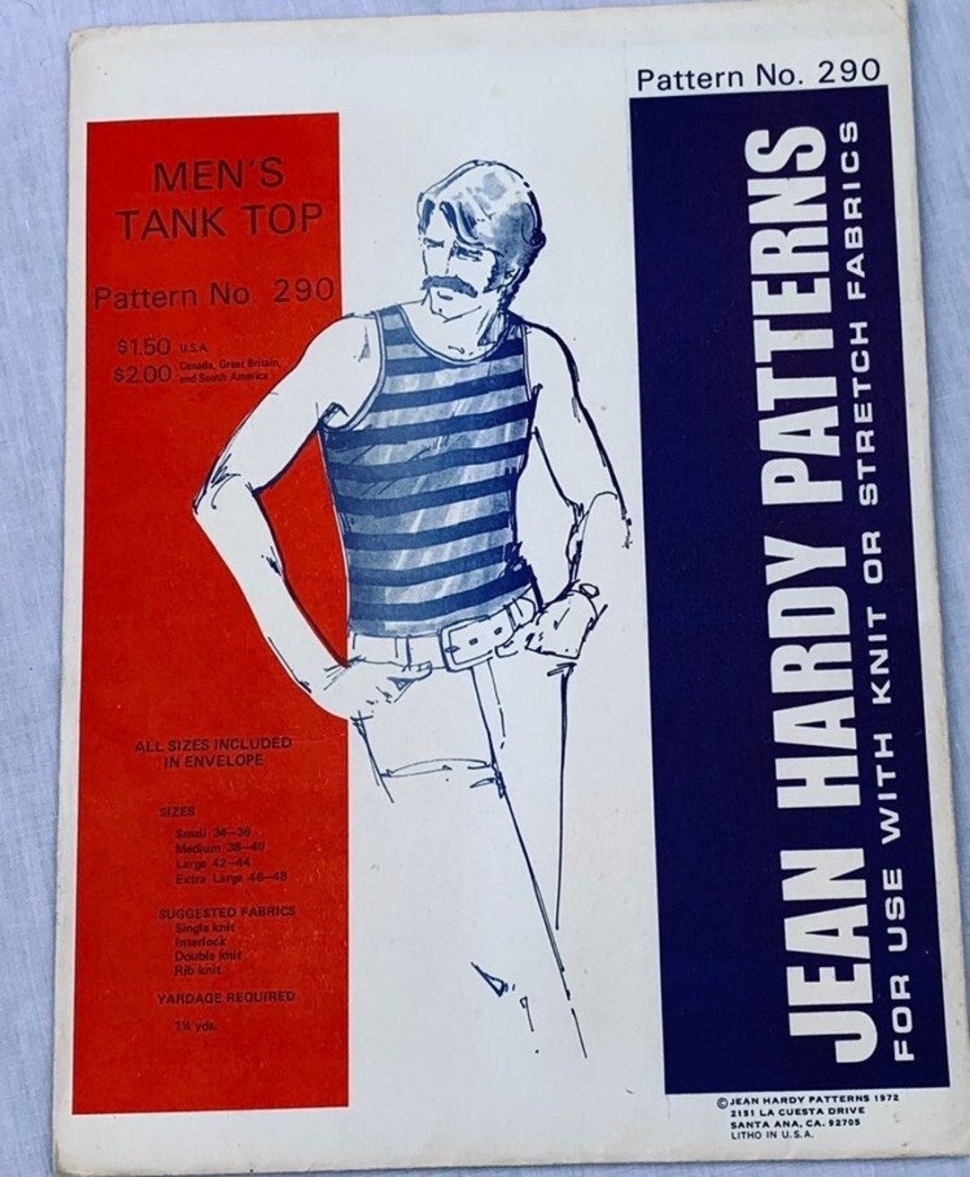 Jean Hardy 290/men's Scoop Neck Tank Top/adult Teen Pattern/1970s Men's ...