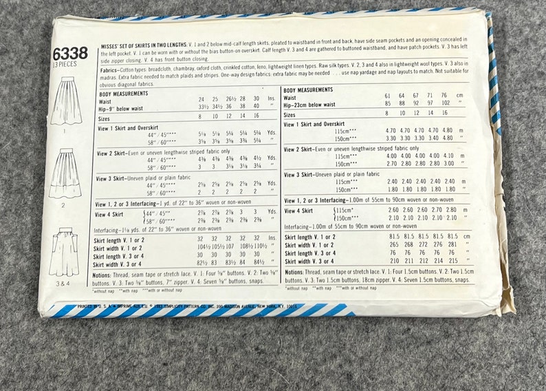 Simplicity 6338 Misses' Set of Dirndl Skirts in Two Lengths Seing ...