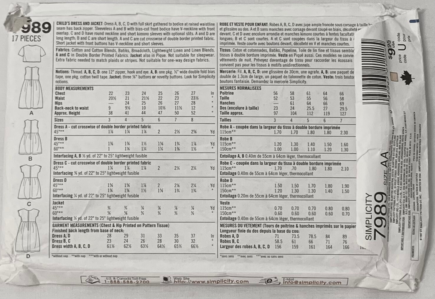 Simplicity 7989 Sewing Pattern/girls' Adorable Simply Concord Dress and ...