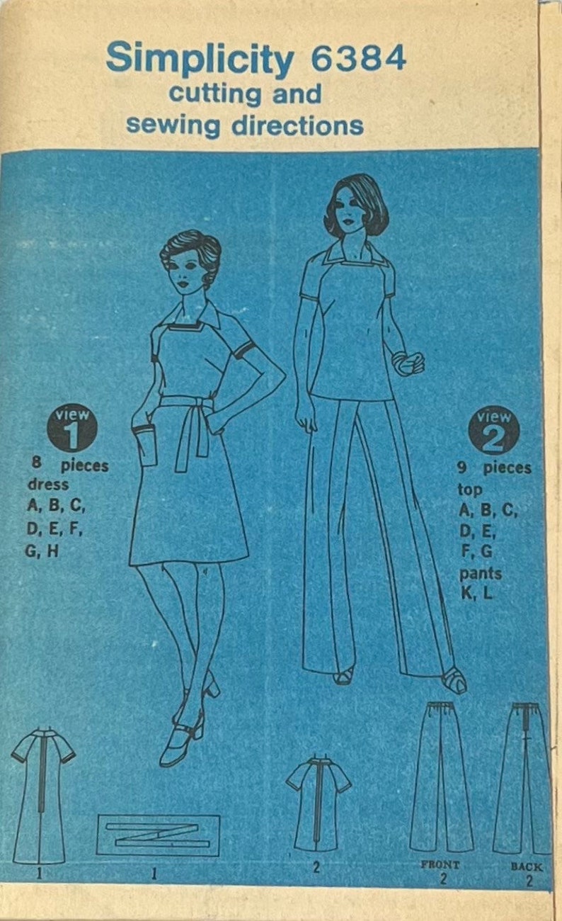 Simplicity 6384 Easy Cut-easy Sew/misses and Women's Jiffy Dress or Top and Pants jiffy Sewing ...