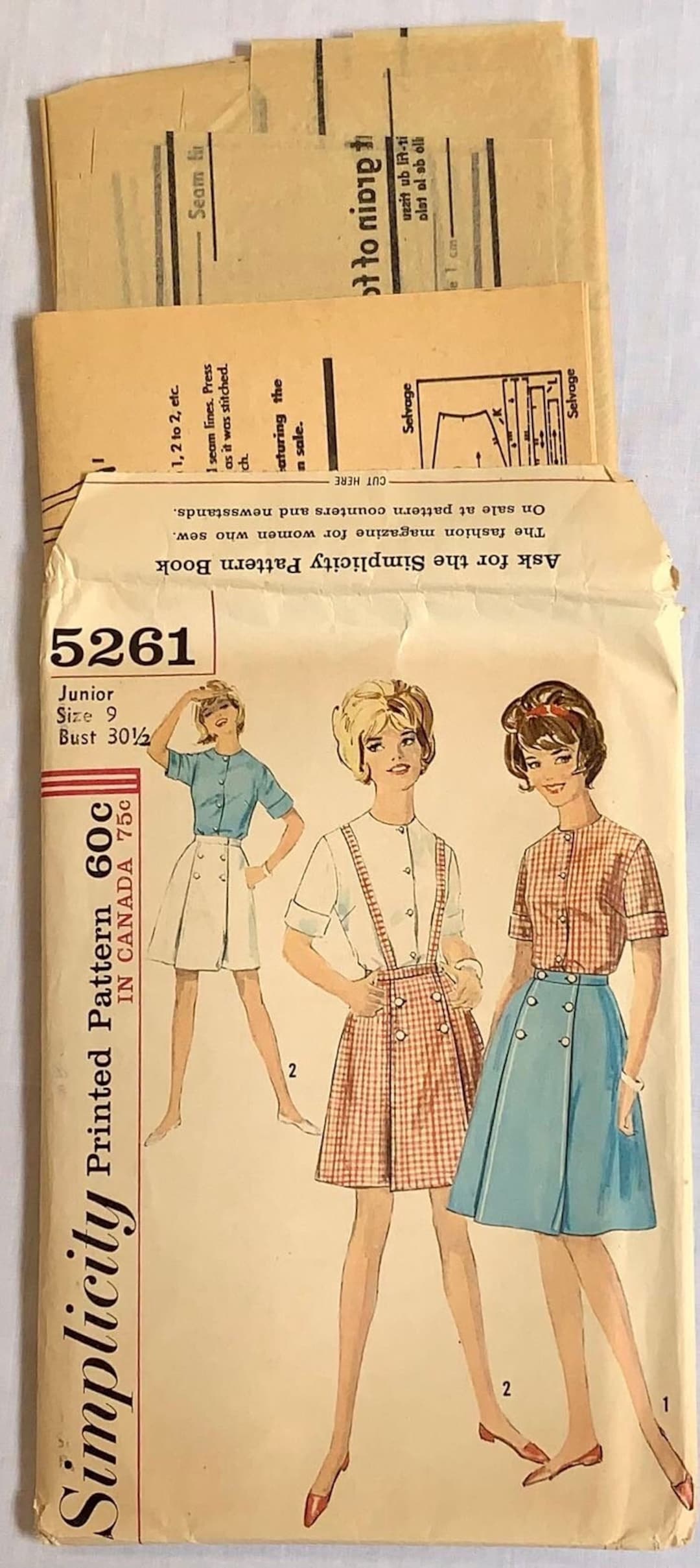 Vintage Simplicity 5261 Teen/junior Wrap Skirt & Blouse/1950's Skirt ...