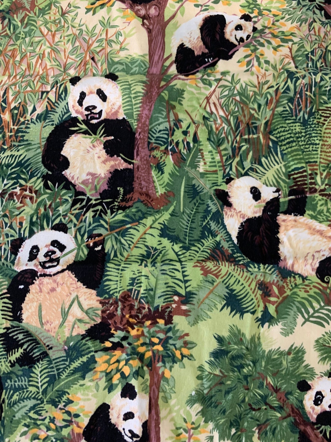 Giant Pandas Hugging Bamboo Digitally Print Fabric/designed for ...