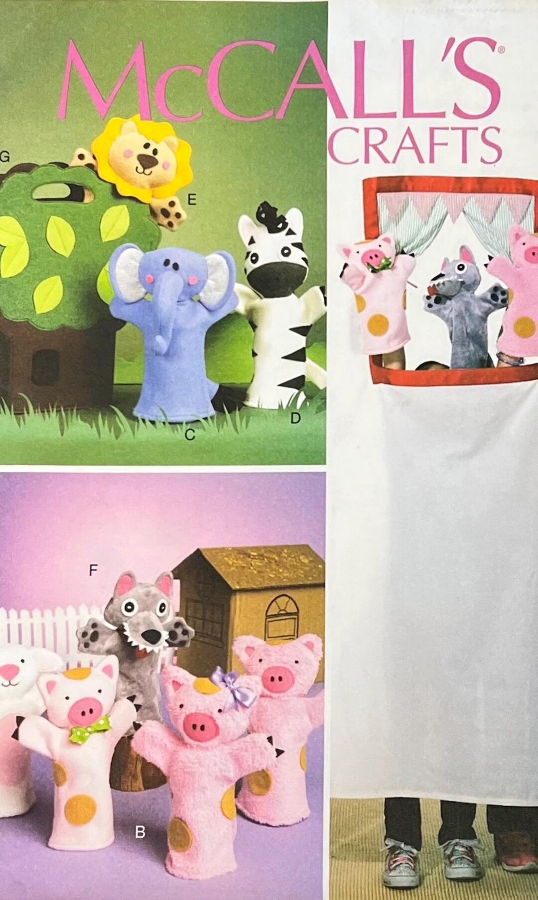 Mccall’s 6671 Mccall's Crafts Sewing Pattern Animal Puppets and Carry ...