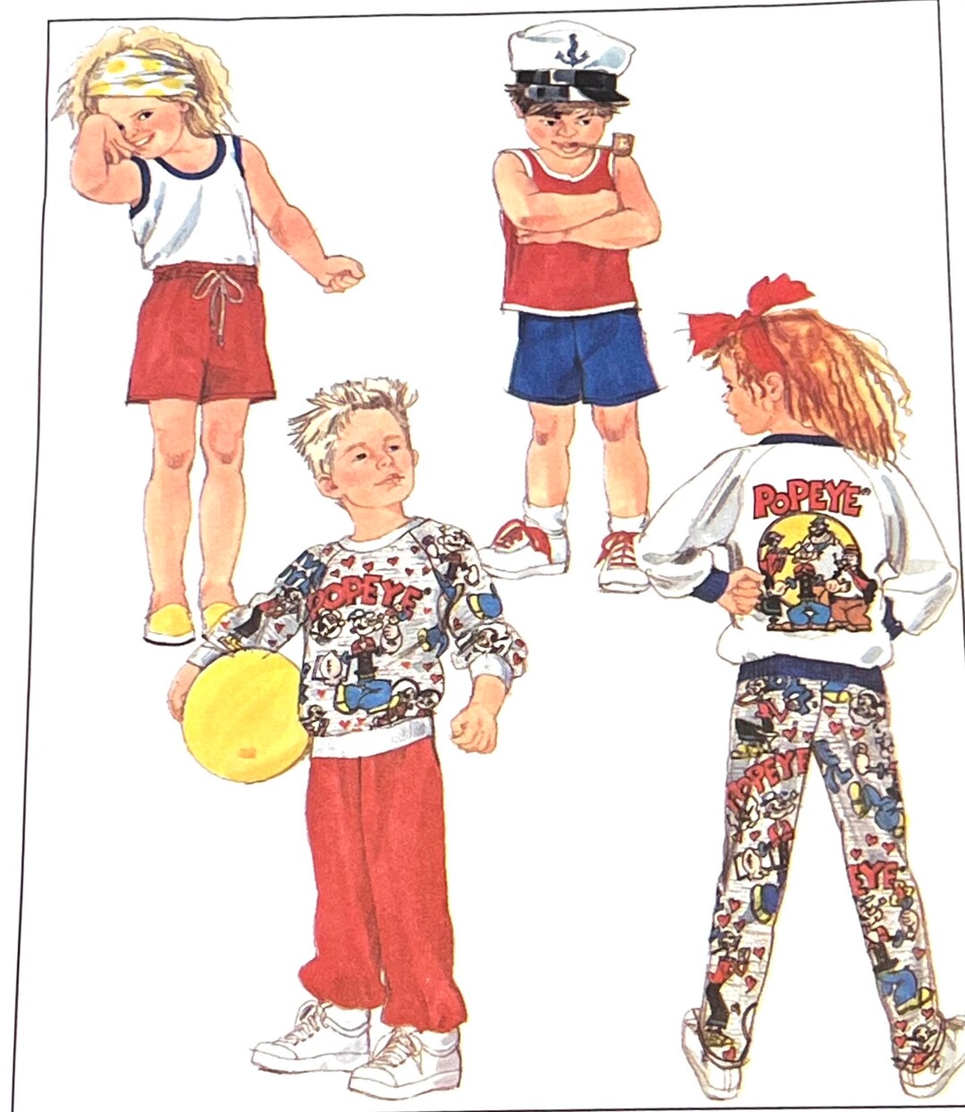 Simplicity 8714/popeye/child's Easy to Sew Knit Sweatshirt/tank Top ...