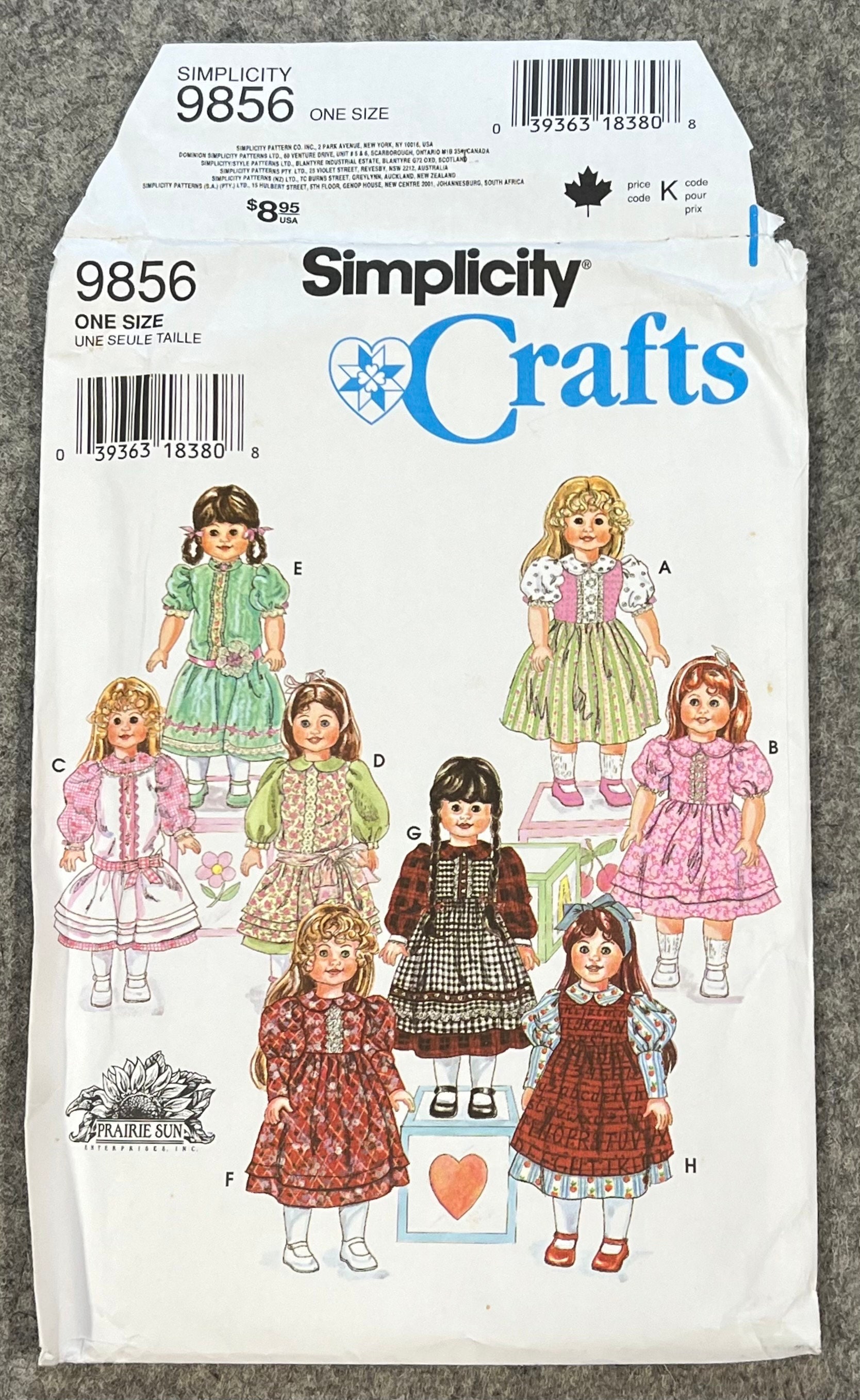 Simplicity Crafts 9856 Craft Pattern/18 Doll Clothes Sewing Pattern ...