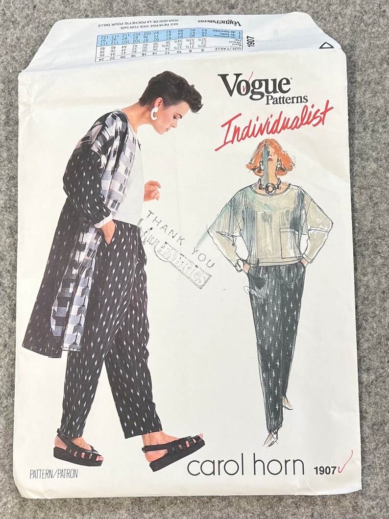 Vogue Individualist 1907 Carol Horn Vogue Patterns Misses' Coat, Pants ...